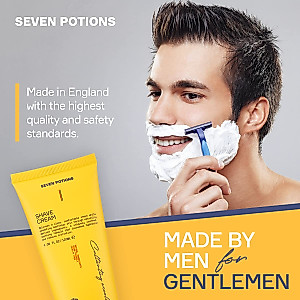 Seven Potions Lathering Shaving Cream for Men – Smooth, Irritation-free Shave – Soothing, Hydrating, Moisturising Shave Soap – Natural, Vegan, Cruelty-Free (4.06 FL OZ)