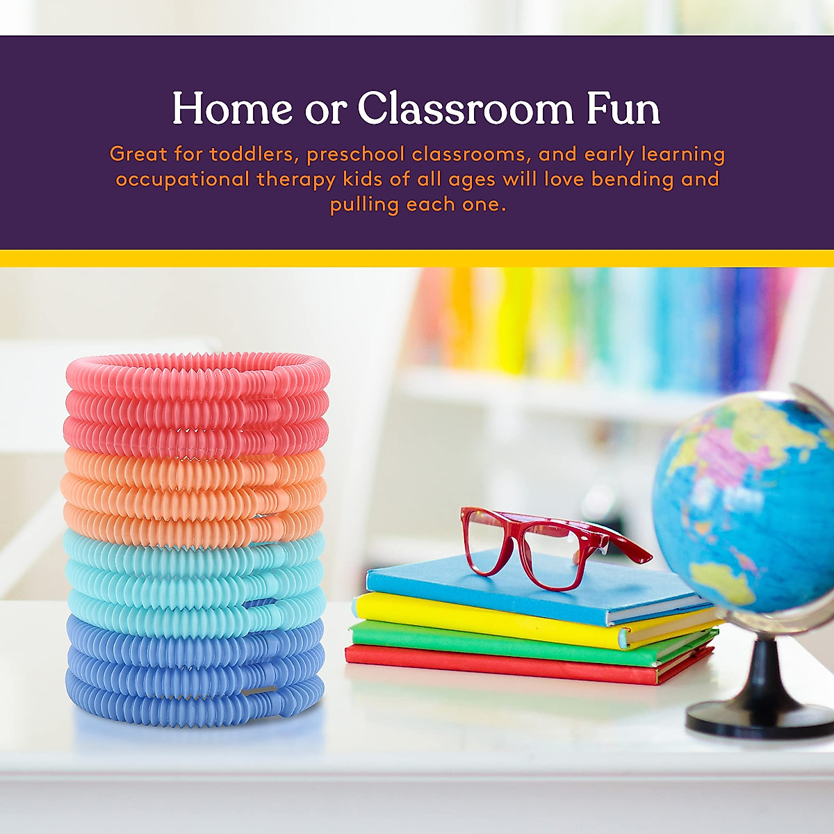 Special Supplies Fun Pull and Stretch Tubes for Kids - Pop, Bend, Build, and Connect Toy, Provide Tactile and Auditory Sensory Play, Colorful, Heavy-Duty Plastic (Pastel-12)