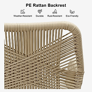 PURPLE LEAF Outdoor 29" Bar Stools Set of 4, Boho Patio Bar Height Chair with Cushion and Back for Outdoor and Indoor, Kitchen, Garden, Patio, Champagne