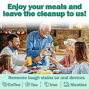 Protech Denture Cleaner 7g (3-Month Supply) Denture Cleanser Foils for Retainers, Nightguards, Mouthguards, and Dentures, Nicotine, Coffee and Iron Cleaning Foils, No Tablets, Long Lasting Packets