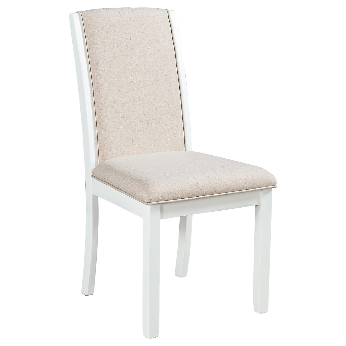 YuiHome Set of 4, Full Back Set with Upholstered, Farmhouse Dining Chairs with Solid Wood Frame and Legs,White+Cushion Beige, Small