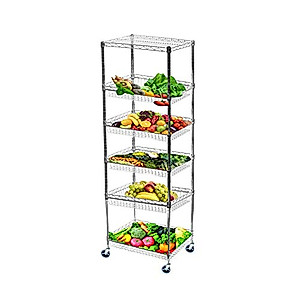 Omega 14" Deep x 48" Wide x 92" High 6 Tier Chrome Mobile Basket Unit