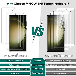 MIUOLV for Galaxy S23 Ultra Screen Protector, [3 Pack] Samsung Galaxy S23 Ultra Screen Protector, Soft EPU [Not Glass] Hydrogel Film Full Covered, High Definition, Scratch Self Recovery, Bubble Free