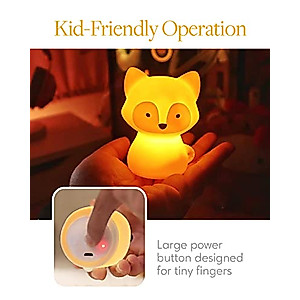 SomeShine Kids Night Light, Rechargeable Glowing Cute Kawaii Lamp Nightlights for Baby Room and Toddler, Portable Animal Lights Auto On Off, Fox Baby Stuff, Children Cute Gifts