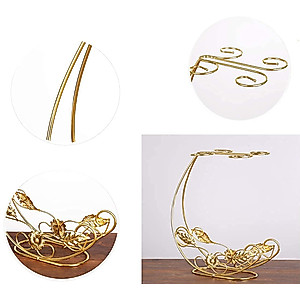 homeme Tabletop Metal Wine Rack &Wine Glass Holder - Under Cabinet Goblet Wine Bottle Holder Glass Storage Rack Metal Storage Rack Elegant Freestanding Stemware Holder Stand for Bar Kitchen Golden