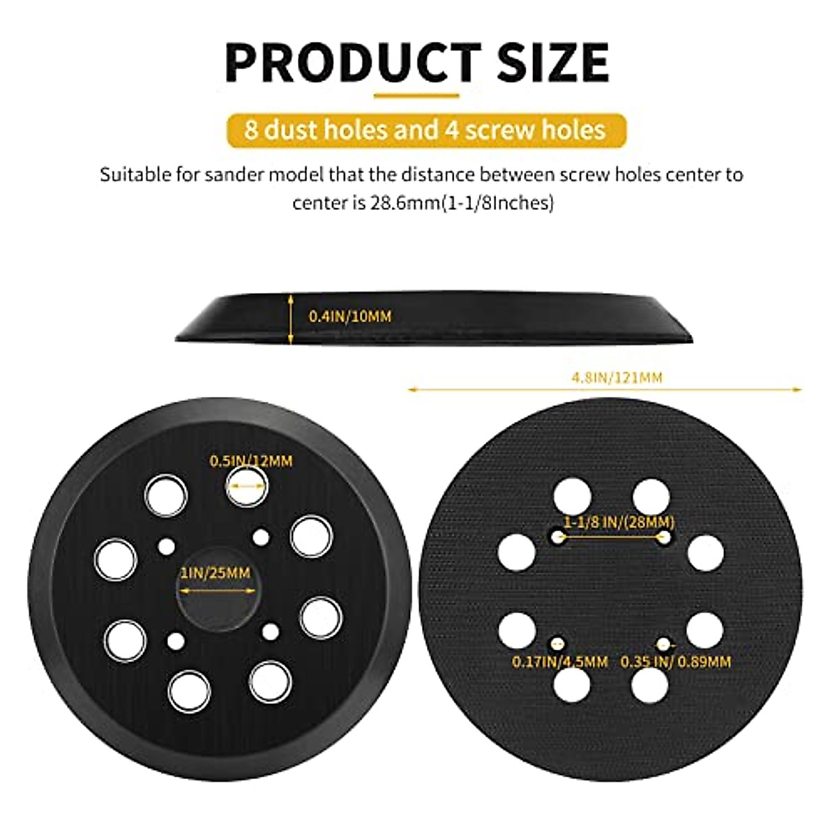 Sander Replacement Pad for Ryobi, 2 Pack 5 in 8 Hole Hook and Loop Orbital Sanding Pad Parts for Ryobi RS290 RS280 P411 Milwaukee 6021-21 6034-21 Ridgid R2600 R2601 Craftsman 315 Model Orbit Sander