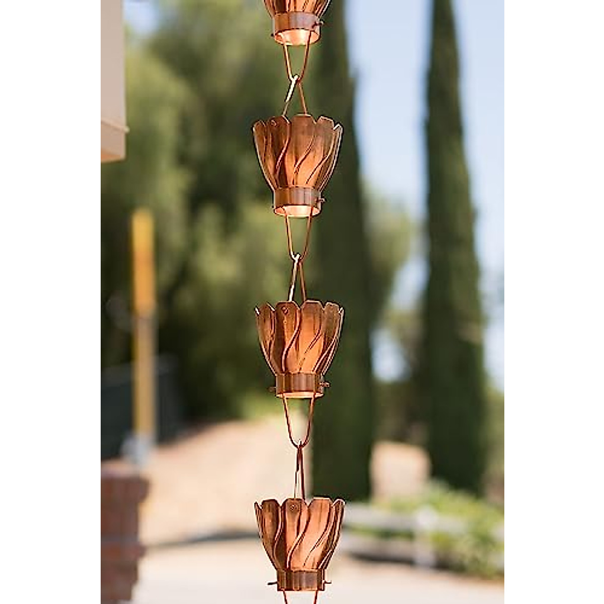 Monarch Rain Chains 14003 Pure Copper Akira Rain Chain, 8-1/2 Feet Length Replacement Downspout ...