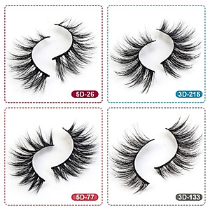 MAGEFY 20 Pairs Eyelashes, 4 Style Faux Mink Lashes Pack, Natural Look to Dramatic Long False Eyelashes, 16mm-20mm Handmade Reusable Soft Fake Eyelashes with Glitter Portable Boxes