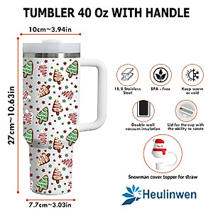 Christmas Tree 40oz Tumbler With Handle and Straw, Santa Stainless Steel Tumbler, Double Walled Noel Cup Gifts For Women Men