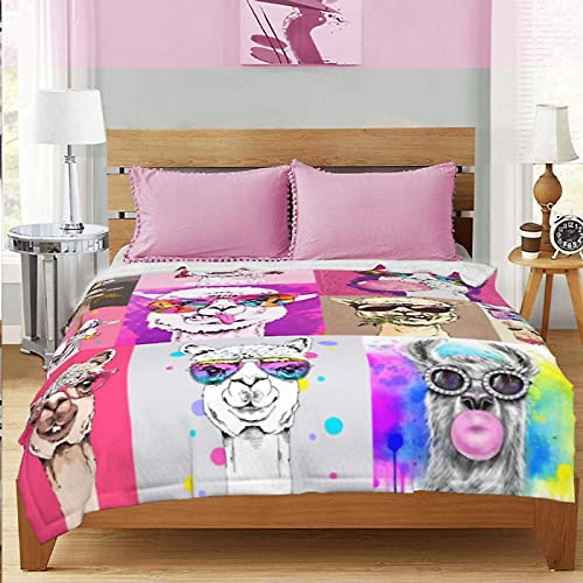 Llama Blanket Premium Velvet Lightweight Flannel Blanket Cute Soft Warm Throw Blanket Fluffy Cozy Fleece Blanket Llama Bed Blanket Suitable Available in All Seasons for Women Men Boys Girls(60"x80")