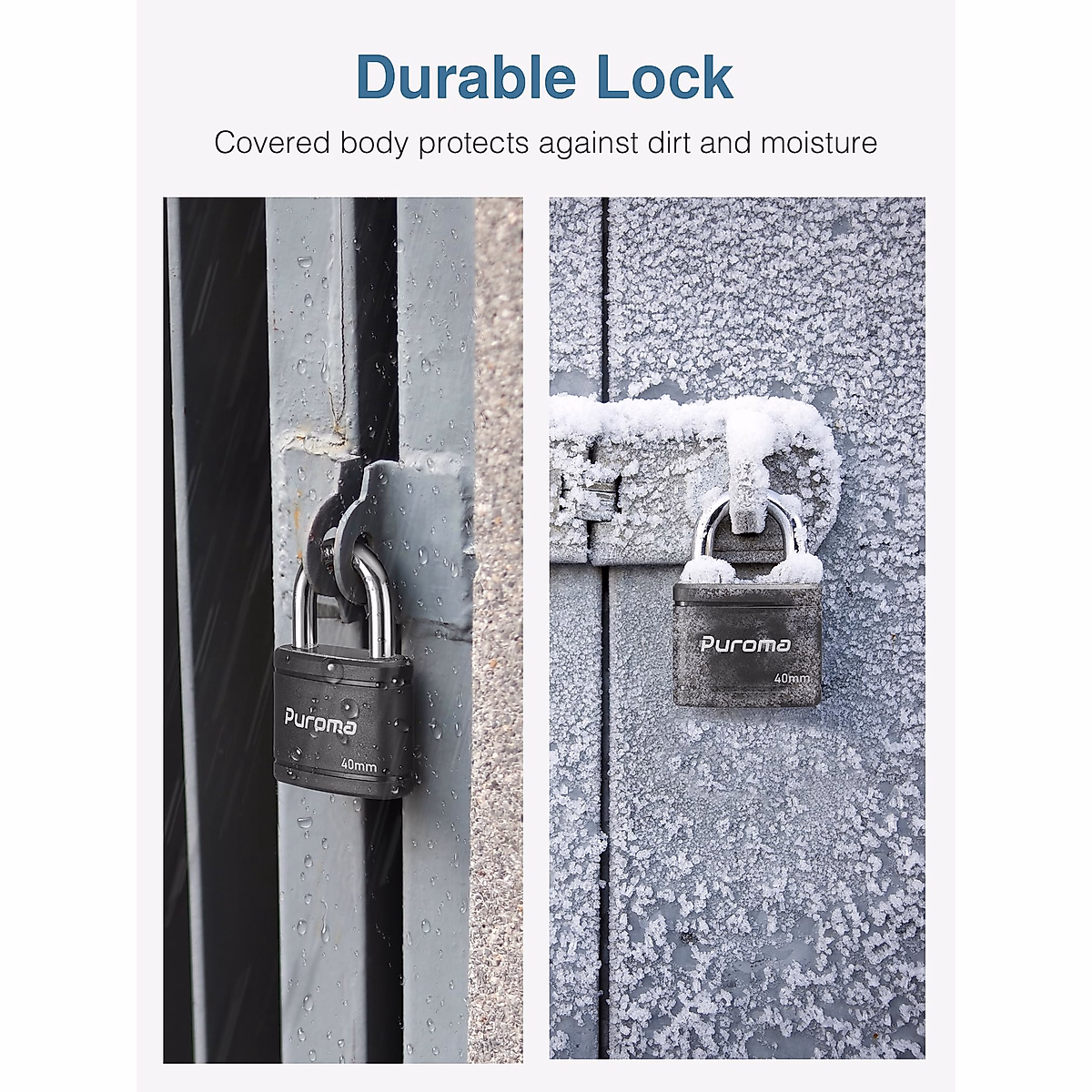 Puroma 2 Pack Keyed Padlock with 3 Keys, 1.1 Inch Locker Lock 40mm Heavy-Duty Locks for Gate Fence Hasp Cabinet Toolbox School Gym Locker (Black)