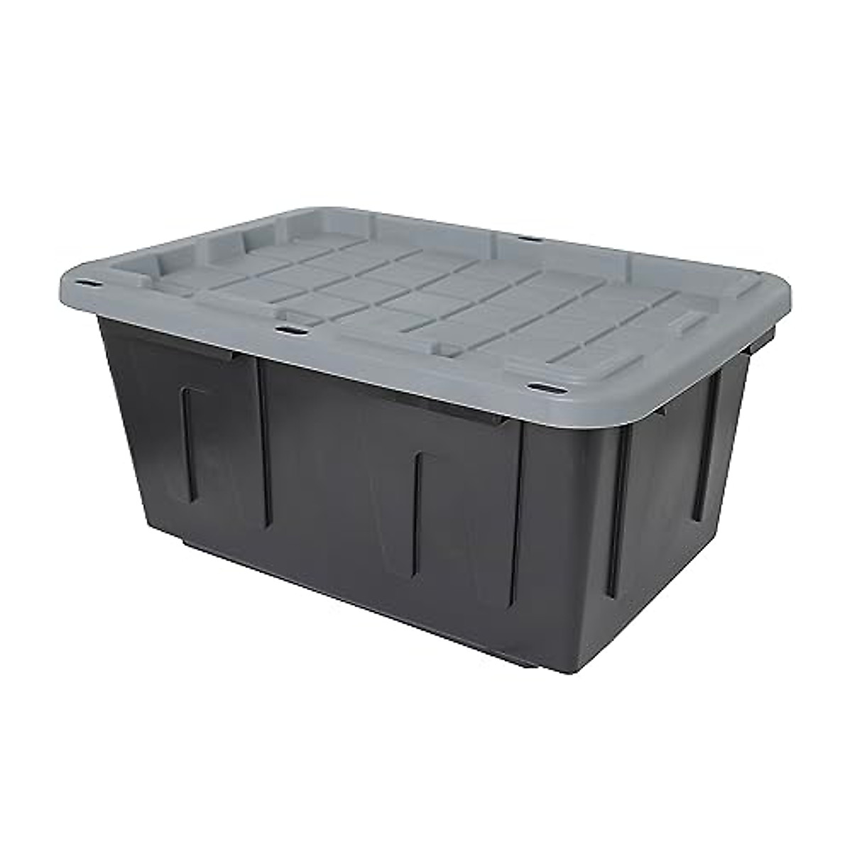 CX BLACK & YELLOW®, 27-Gallon Heavy Duty Tough Storage Container & Snap-Tight Lid, Black and Grey, (14.3”H x 20.6”W x 30.6”D), Weather-Resistant Design and Stackable Organization Tote [4 Pack]