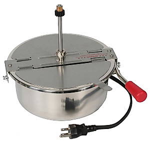 Great Northern Popcorn 8-Ounce Replacement Kettle for Popcorn Machine 860W Kettle Popper with Lid, Stirrer, Gear Shaft, and 3-Prong Plug