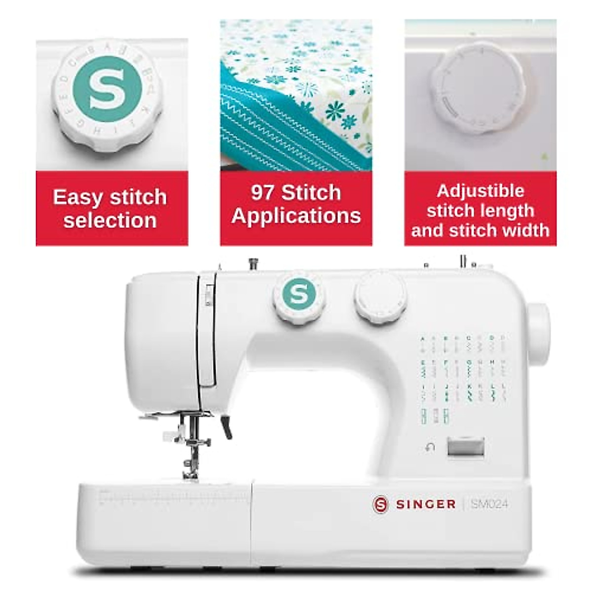 SINGER | SM024 Sewing Machine With Included Accessory Kit, 24 Stitches, Simple & Great For Beginners
