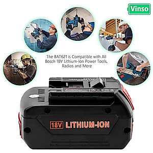 sypousy Bosch 18V Battery, BAT609 Battery,18V Bosch Replacement Battery,5000mAh Lithium Battery for BAT610G BAT618G BAT619 BAT621 BAT620 Cordless Power Tool Battery (2)