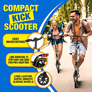 SereneLife Kick Scooter Adult Teenagers Kids- 2 Wheel Kids Scooter with Adjustable T-Bar Handlebar - Alloy Anti-Slip Deck - Portable Folding Scooters for Kids with Carrying Strap - Camouflage