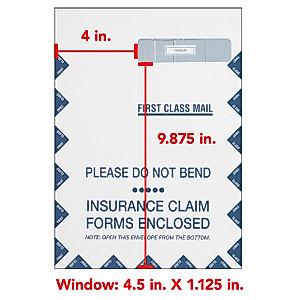 ComplyRight CMS 1500 Jumbo Right Window Envelope | 9 x 12.5| Healthcare Billing Envelope |Self Seal | Pack of 500