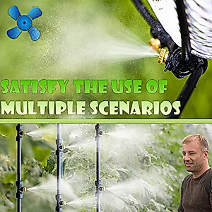 HJYAJZT Misting Cooling System (Newly Designed Atomizing Line) 30FT（9m） Atomization Line+ 8 Brass Spray Nozzles + One Brass Adapter (3/4 Inch) Patio Spray System for Outdoor Cooling