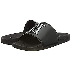A|X Armani Exchange Men's Icon Logo Pool Slide Sandal, Nero, 10