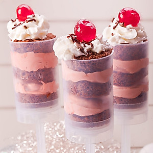 CHENGU 30 Hole Push Pop Cake Stand and 30 Clear Cake Pop Shooter Plastic Cake Containers Push up Containers Shooter Cups with Lids Cake Pop Tray Holder for Dessert (Rectangular with 1 Layer)