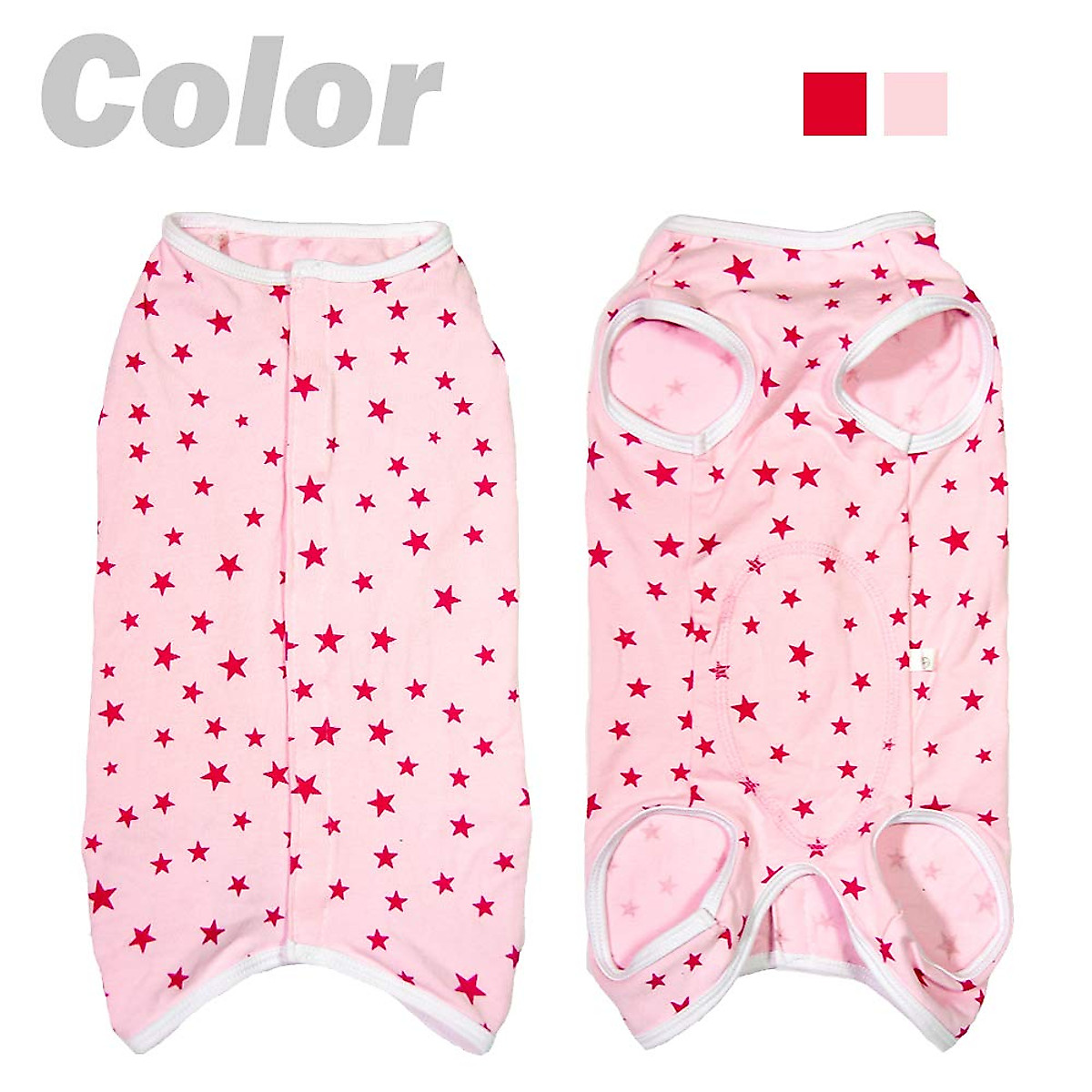 Dog’s Recovery Suit Post Surgery Shirt for Puppy, Wound Protective Clothes for Little Animals(Pink Stars-m)