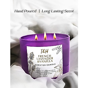 Lavender Vanilla Aromatherapy Candle 3-Wick | Scented Candle for Home | 15.8 oz Large Soy Candle | Relaxing Candle with Long Lasting Fragrance | Decorative Candle Gift for Women