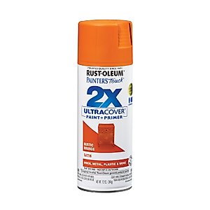 Rust-Oleum 334089 Painter's Touch 2X Ultra Cover Spray Paint, 12 oz, Satin Rustic Orange