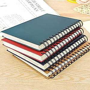 Zealor 4 Pack Hardcover Spiral Notebook College Ruled Notebooks Subject Notebook A5 Size 5.5"x 8.3" for Office and School Supplies (Red, Kraft, Green, Blue)
