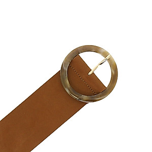 FASHIONGEN - Women's genuine Italian suede leather belt for dress, made in France, ANETTE - Camel, S-M