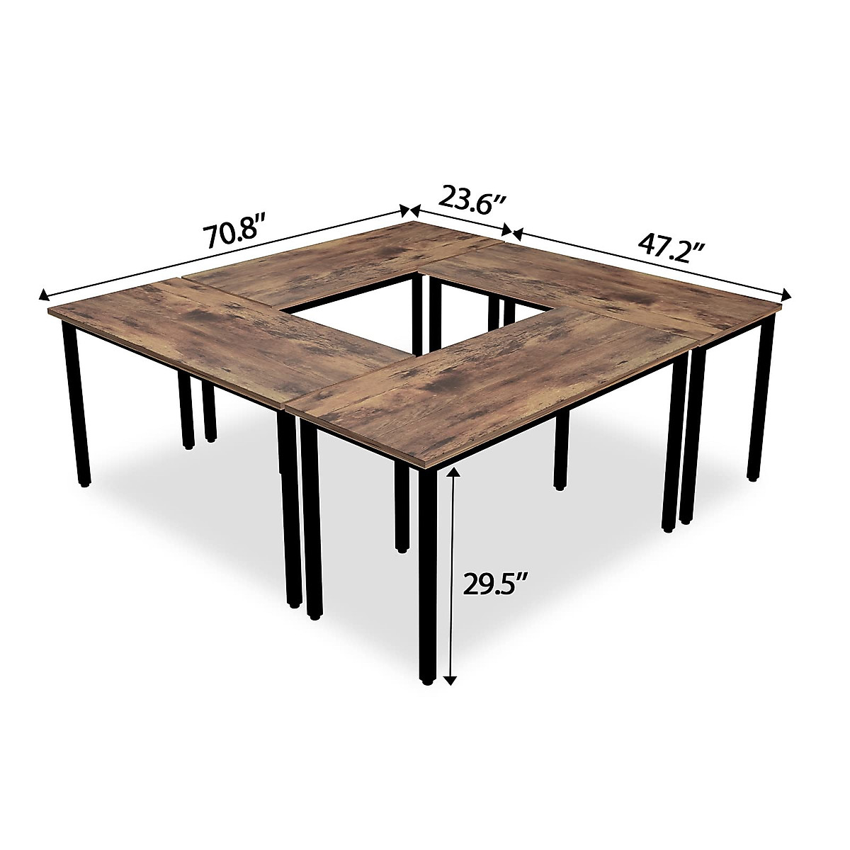 onzy Home Conference Tables 6ft Meeting Room Study Writing Table Office Computer Desk Save Space Design for 8 People, Brown 4PCS