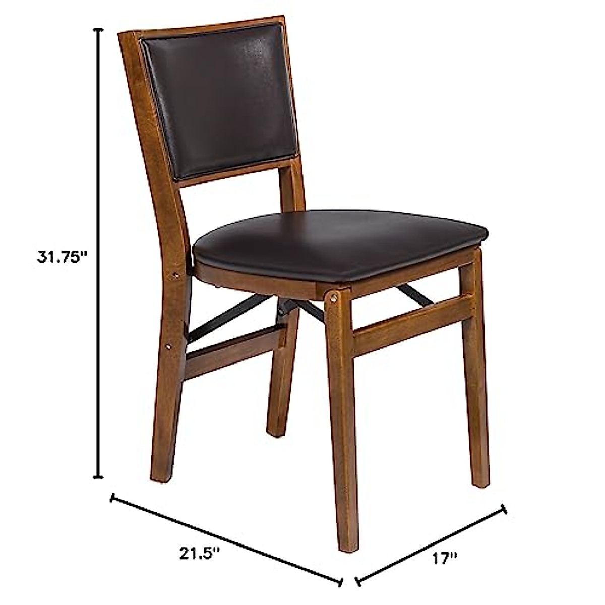 Meco STAKMORE Retro Upholstered Back Folding Chair Fruitwood Finish, Set of 2