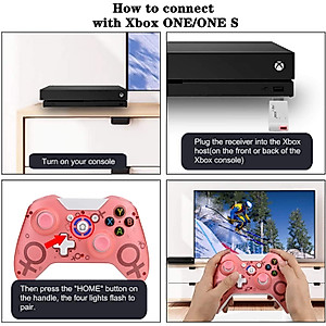 Wireless Controller for Xbox One, No Headset Jack, 2.4GHZ Game Controller Gamepad Compatible with Xbox One S/X PC (Pink)