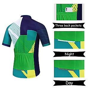 Men's Cycling Bike Jerseys Short Sleeve with 3 Rear Pockets- Moisture Wicking, Full Zipper Biking Shirt, Quick Dry, Breathable Mountain Bike Shirt (0507,XL)