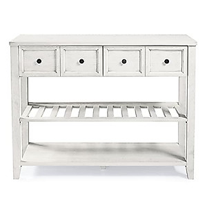 Walker Edison Modern Farmhouse Wood Buffet Sideboard Entryway Serving Storage Cabinet Doors-Dining Room Console, 48 Inch, White