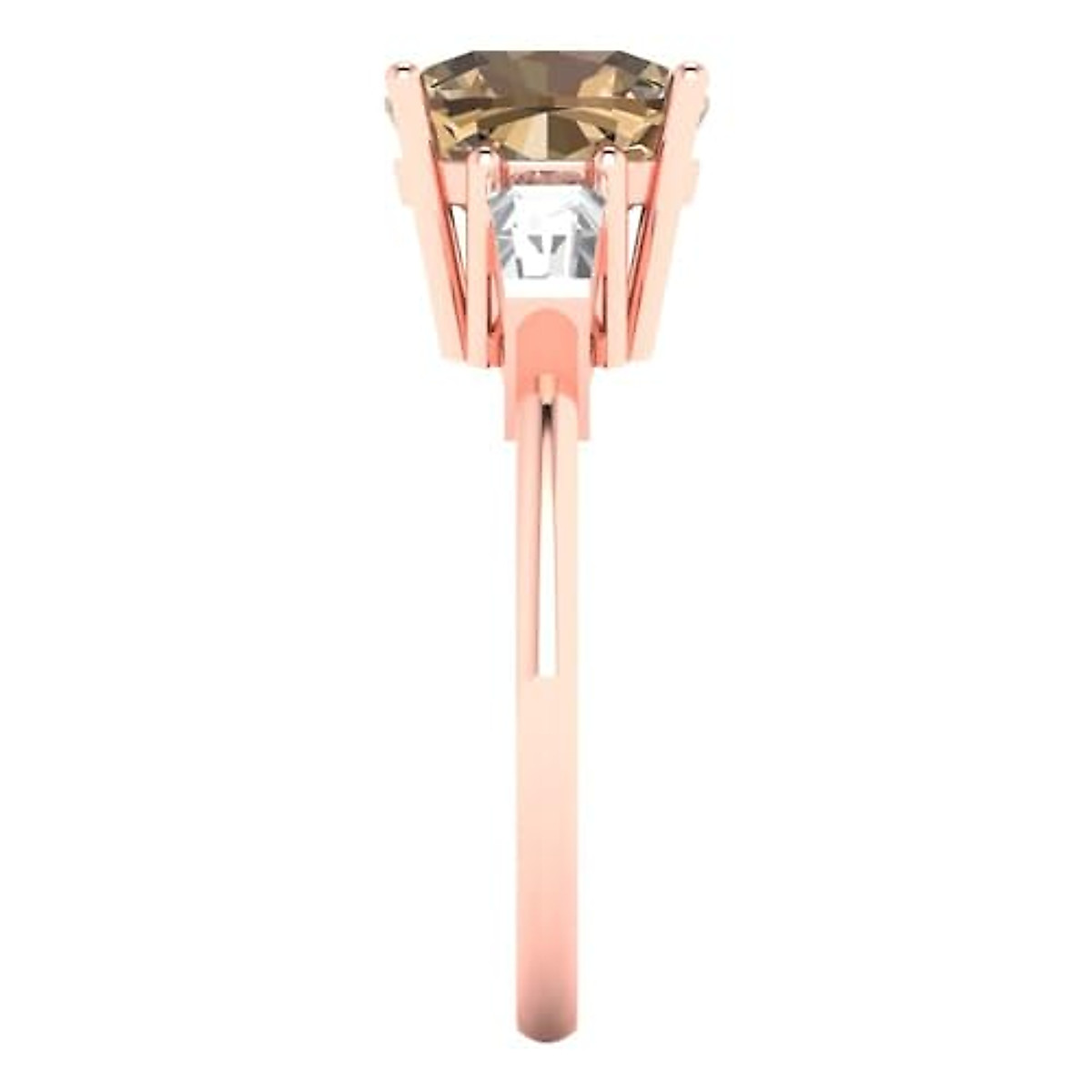 Clara Pucci 3.50ct Cushion cut 3 stone Solitaire Champagne Simulated Diamond Engagement Anniversary Bridal Ring 18K Rose Gold 10.5