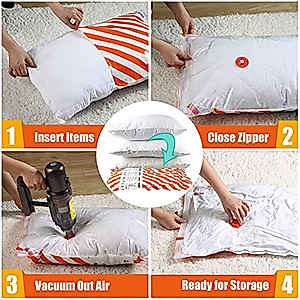 Vacuum Storage Bags Medium Space saver Bags 6 Pack (27.5” X 19.6”) With Handpump Space Saver Compression Seal Bags for Clothes, Quilts, Pillows, Double Zip Seal & Leak Valve