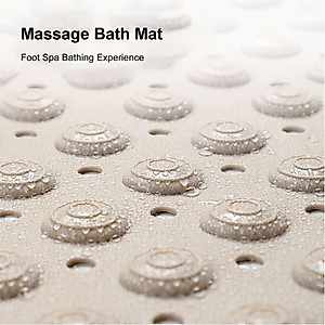 YCT Shower Mat Bathtub Mat Non Slip, Bath Mat for Shower, with Suction Cups Drainage Holes, Foot Massage Exfoliating, 27.5 x 14.2 inches, Blue