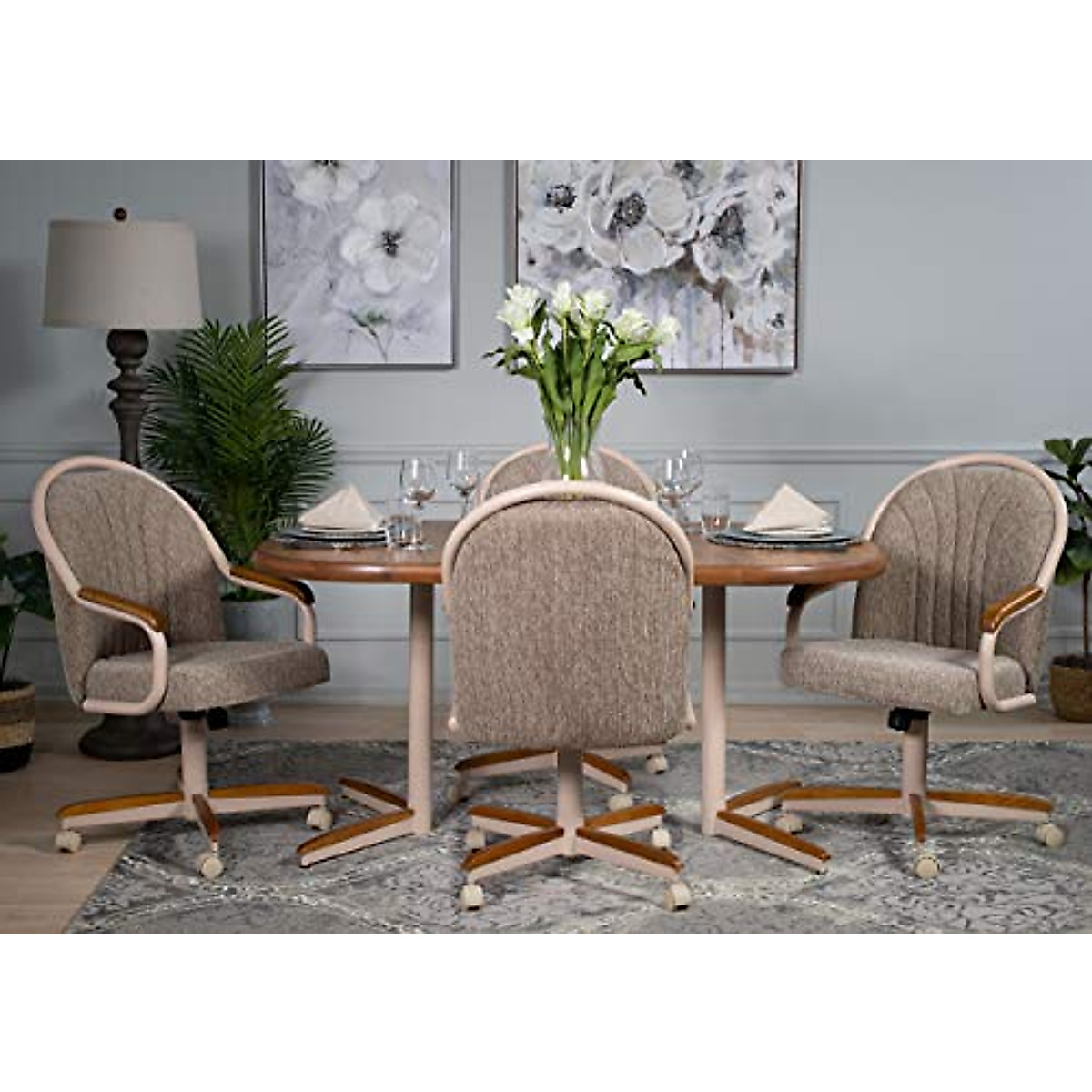 AW CO. Casual Dining Cushion Swivel and Tilt Rolling Caster Chair