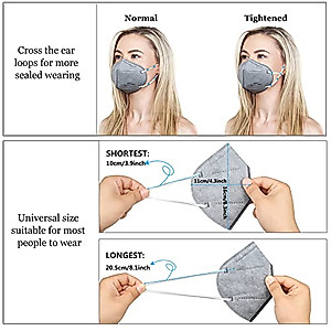 akgk KN95 Face Mask, Breathable Protection Masks, 5-Ply KN95 Multicolor Masks, Cup Dust Safety Masks 50 PCS(Black, White, Grey, Purple, Navy Blue)