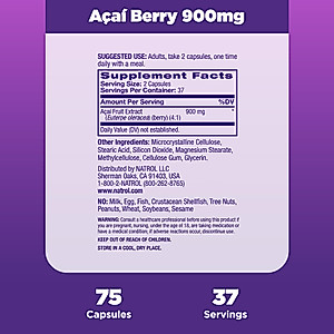 Natrol Acai Berry 1,000mg, Antioxidant Protection, Capsules, 75ct