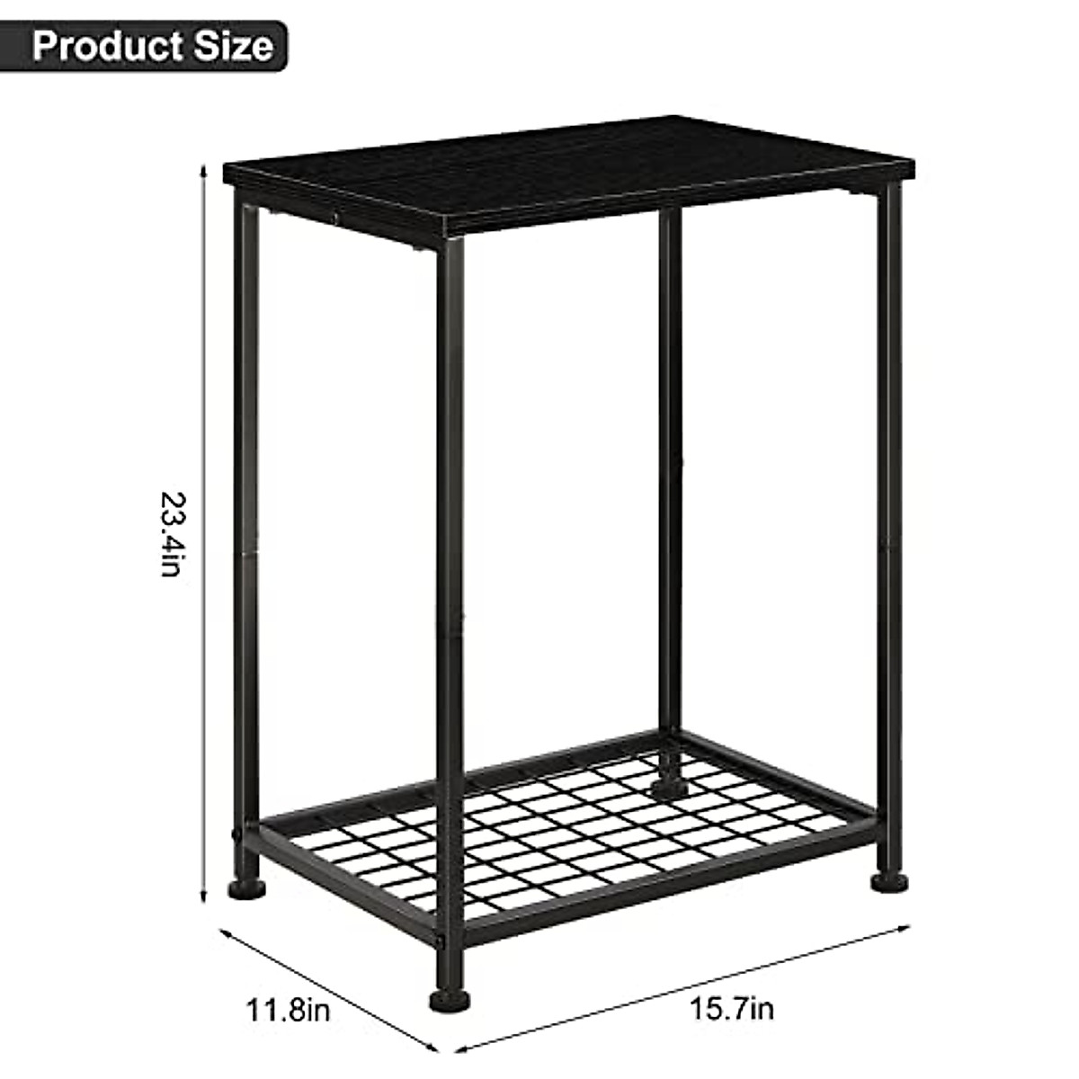 DOMYDEVM Nightstand Black Set of 2, Modern Side End Table, 2 Tier Small Bedside Desk with Storage Shelf for Bedroom Living Room Farmhouse, Printer Table Computer Tower Stand for Office Under Desk
