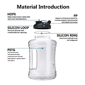 VENNERLI Half Gallon Water Jug 2 Liters Large Sports Water Bottle with Handle Reusable BPA-Free 64 OZ Plastic Gallon Water Jug Wide Mouth for Home Drinking Outdoor Gym Hiking Fitness