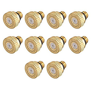 uxcell Brass Misting Nozzle - 10/24 UNC 0.6mm Orifice Dia Replacement Heads for Outdoor Cooling System - 10 Pcs