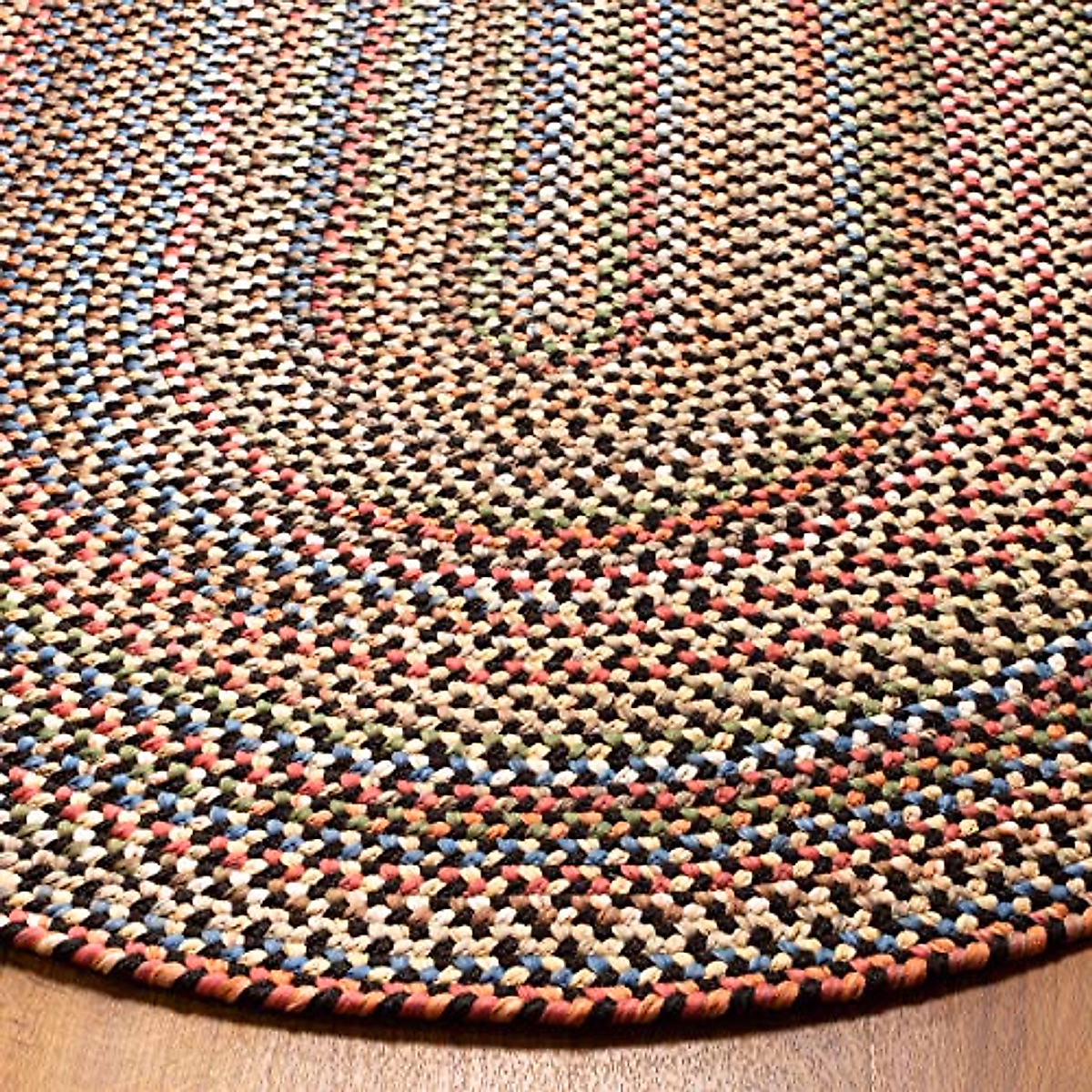 Super Area Rugs Roxbury American Made Braided Rug for Indoor Outdoor Spaces, Charcoal/Natural Multi, 4' X 6' Oval
