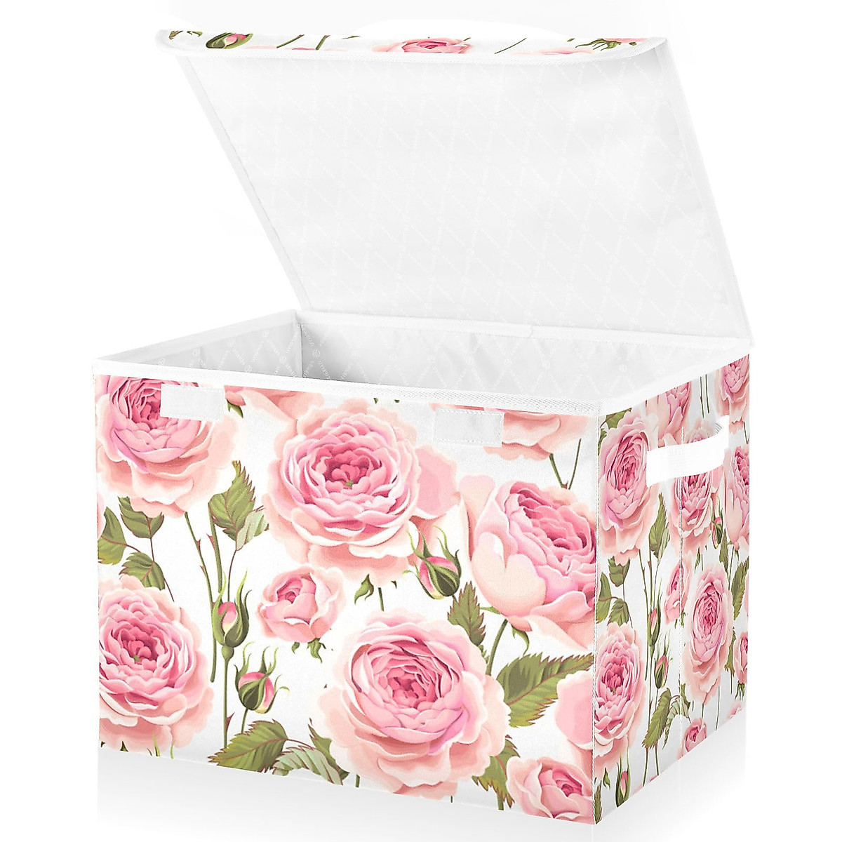 xigua Rose Storage Bin with Lids Larger Collapsible Decorative Cube Storage Bins with Handles Divider for Bedroom Closet Living Room