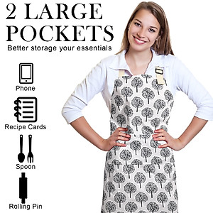 Sureio 8 Pack Aprons for Women Men with 2 Pockets Linen Kitchen Apron Adjustable Cooking Kitchen Chef Apron Bib for BBQ Outdoors Baking Household