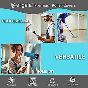 Allgala Paint Roller Covers, 12-Pack 9 Inch Shedless Paint Roller Covers 1/2 Inch Nap, Covers for Paint Roller Frame and Paint Roller Kit