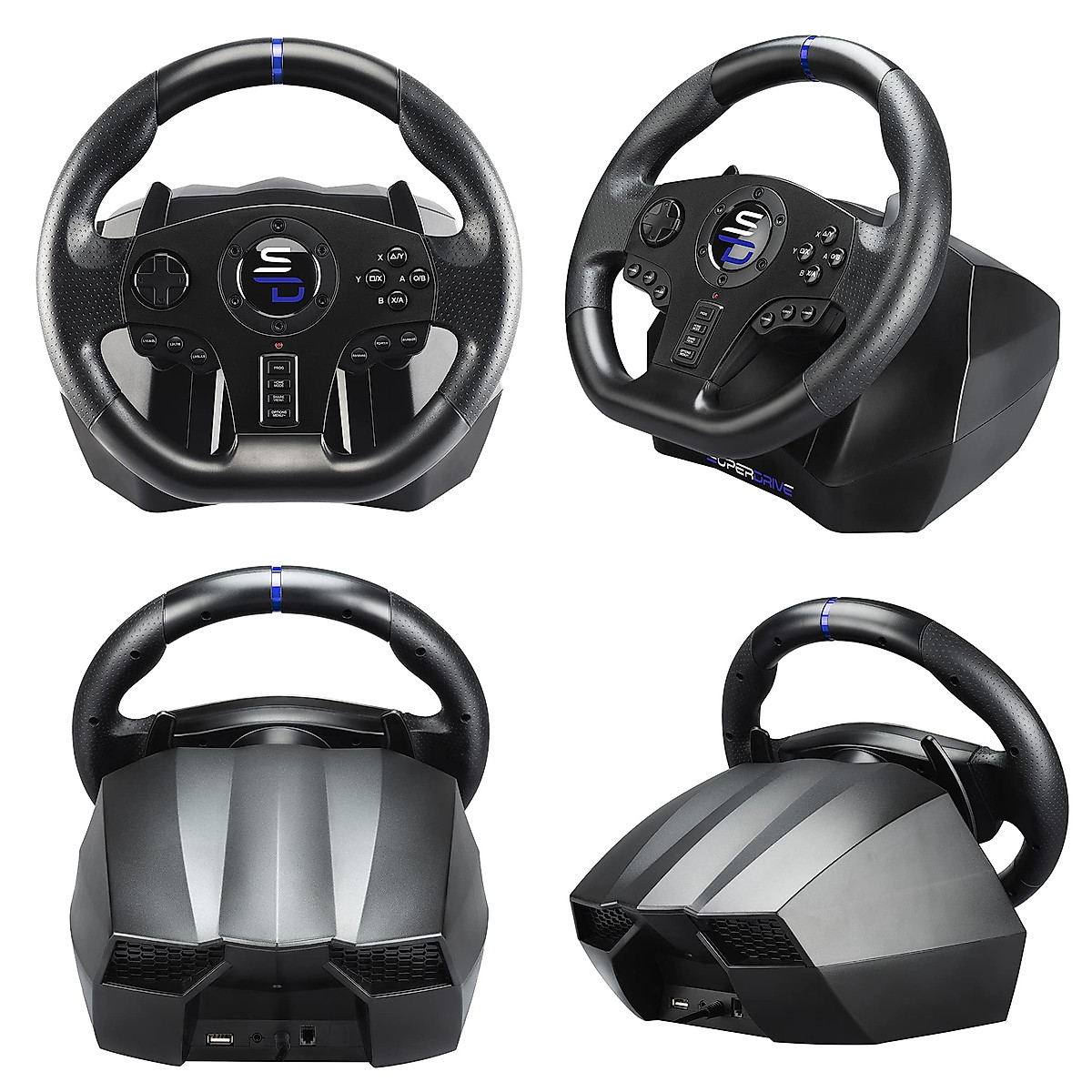 Superdrive - SV750 racing steering wheel with pedals, paddles and vibration - Xbox Serie X/S, PS4, Xbox One, Switch, PC, PS3 (programmable for all games)