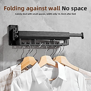 APROMOOM Wall Mounted Clothes Drying Rack Retractable Drying Rack Clothing with 8-inch Hanging Rod, Collapsible Drying Rack Indoor Space Saver for Balcony Laundry & Bathroom