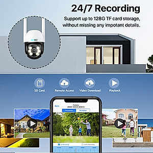 SV3C Solar Wireless Security Camera Outdoor, HD 1080P PTZ Home WiFi Camera, 360 Rotate, Smart PIR Motion Detect, Floodlight Color Night Vision, Two Way Audio, Waterproof, App Alerts, SD Card or Cloud
